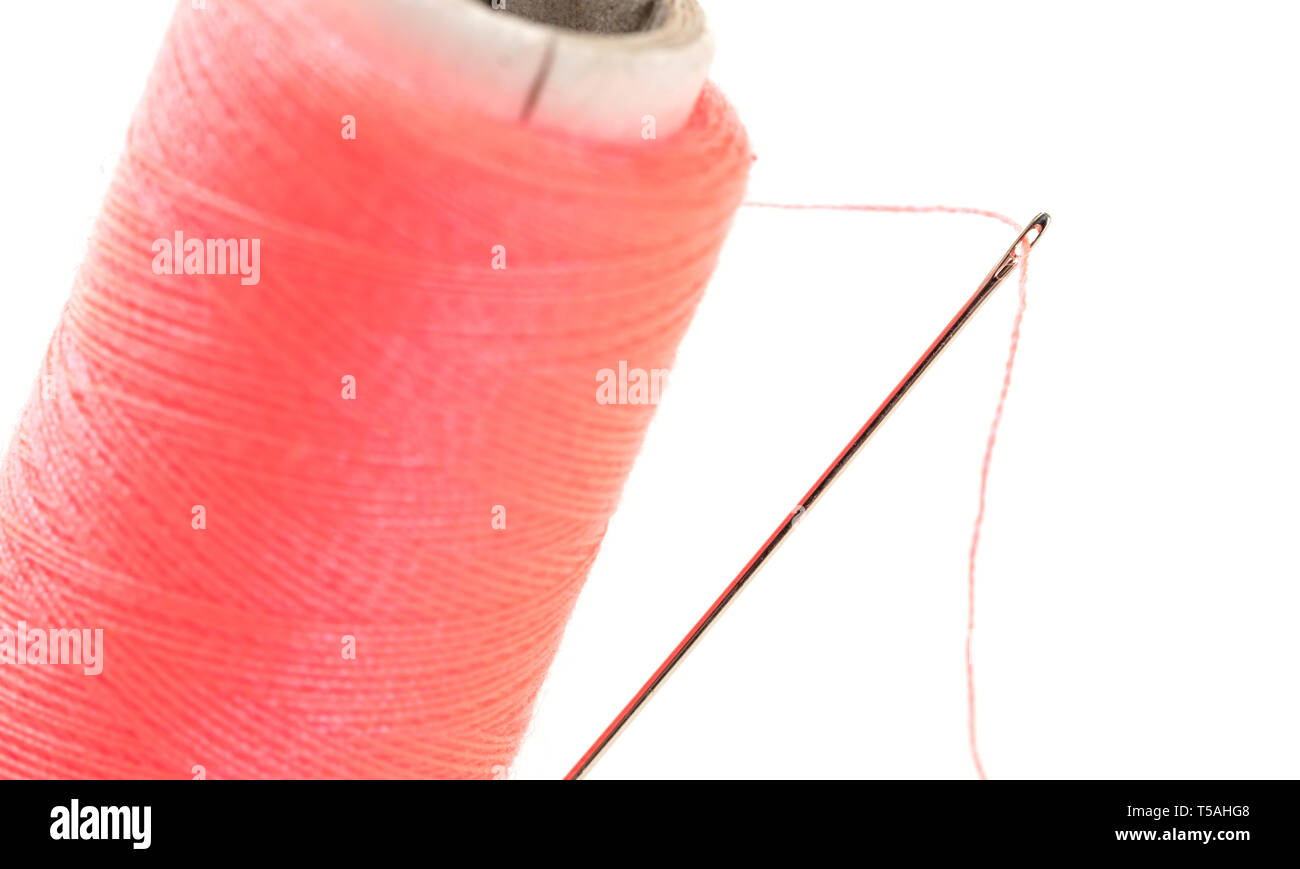 Sewing thread with needle isolated on a white background Stock Photo ...