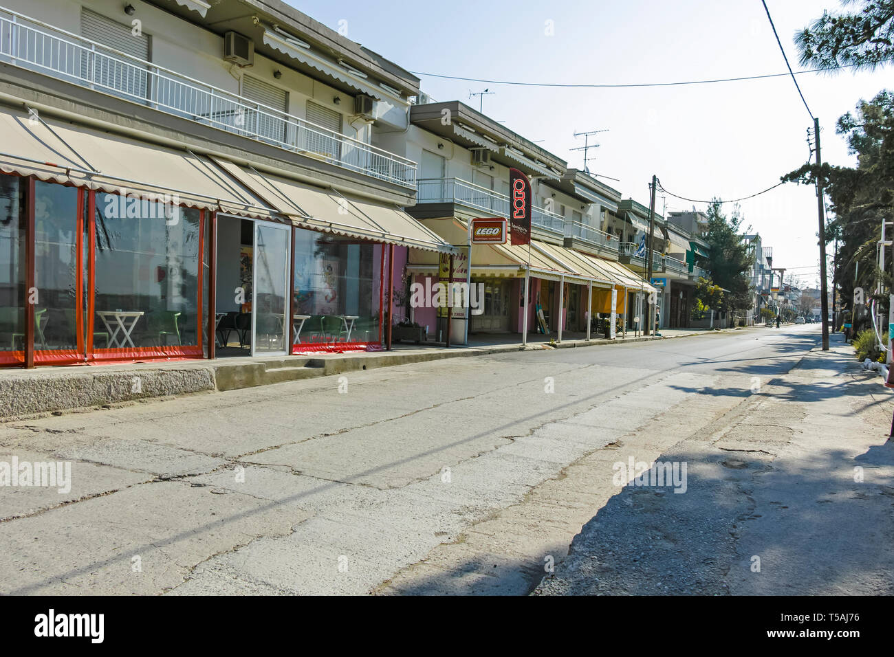NEA MOUDANIA, GREECE - MARCH 31, 2019: Embankment of town of Nea ...