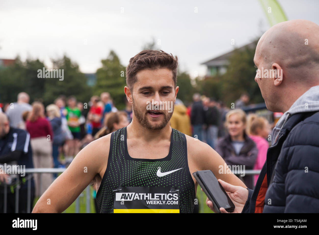 Elite Mens athlete,Jordan Williamsz, talks to reporters after winning ...