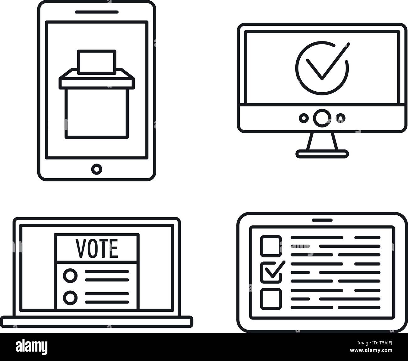 Politic online vote icons set. Outline set of politic online vote ...