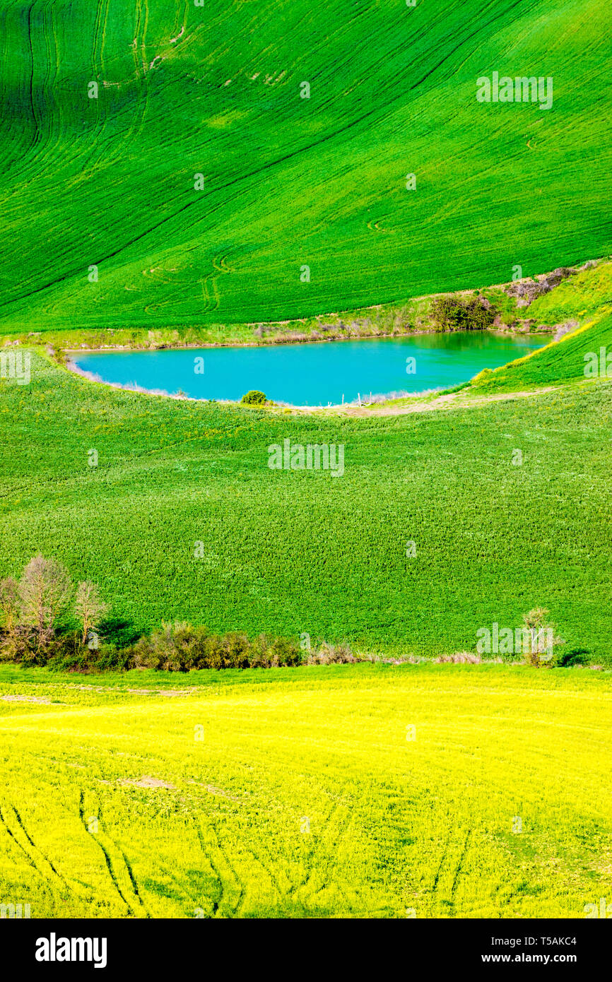 Siena area, Italy. Beautiful view of the country hills in a spring ...