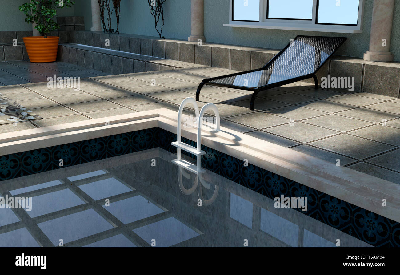 3D rendering of an indoor pool interior Stock Photo - Alamy
