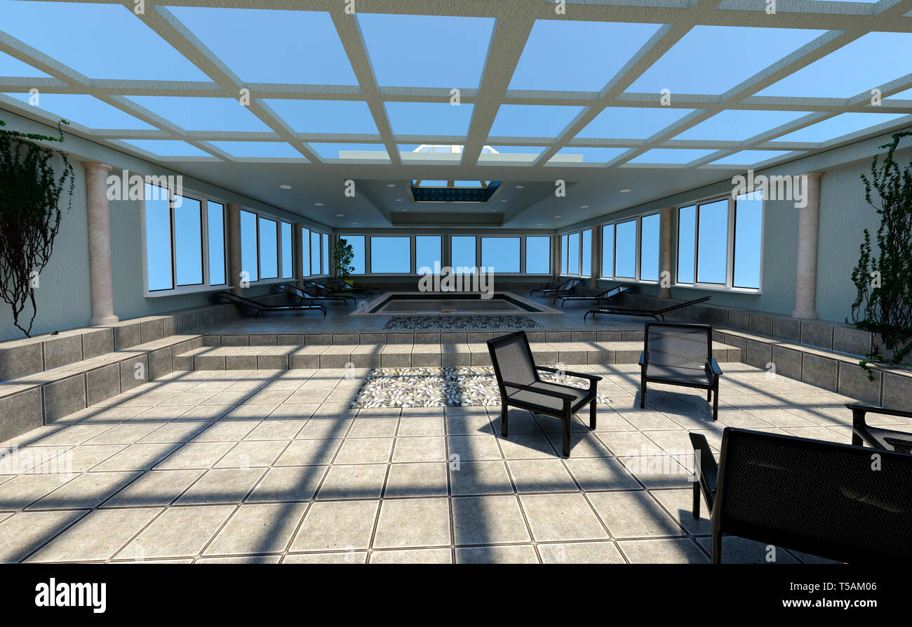 3D rendering of an indoor pool interior Stock Photo - Alamy