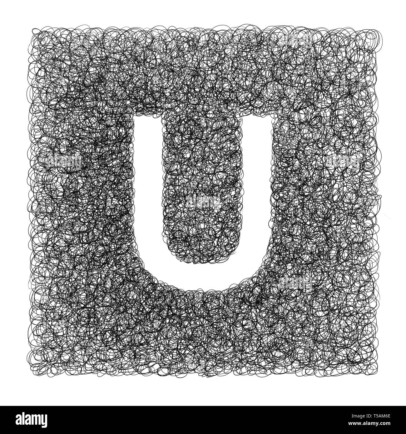 Hand made letter U drawn with graphic pen on white background - High ...