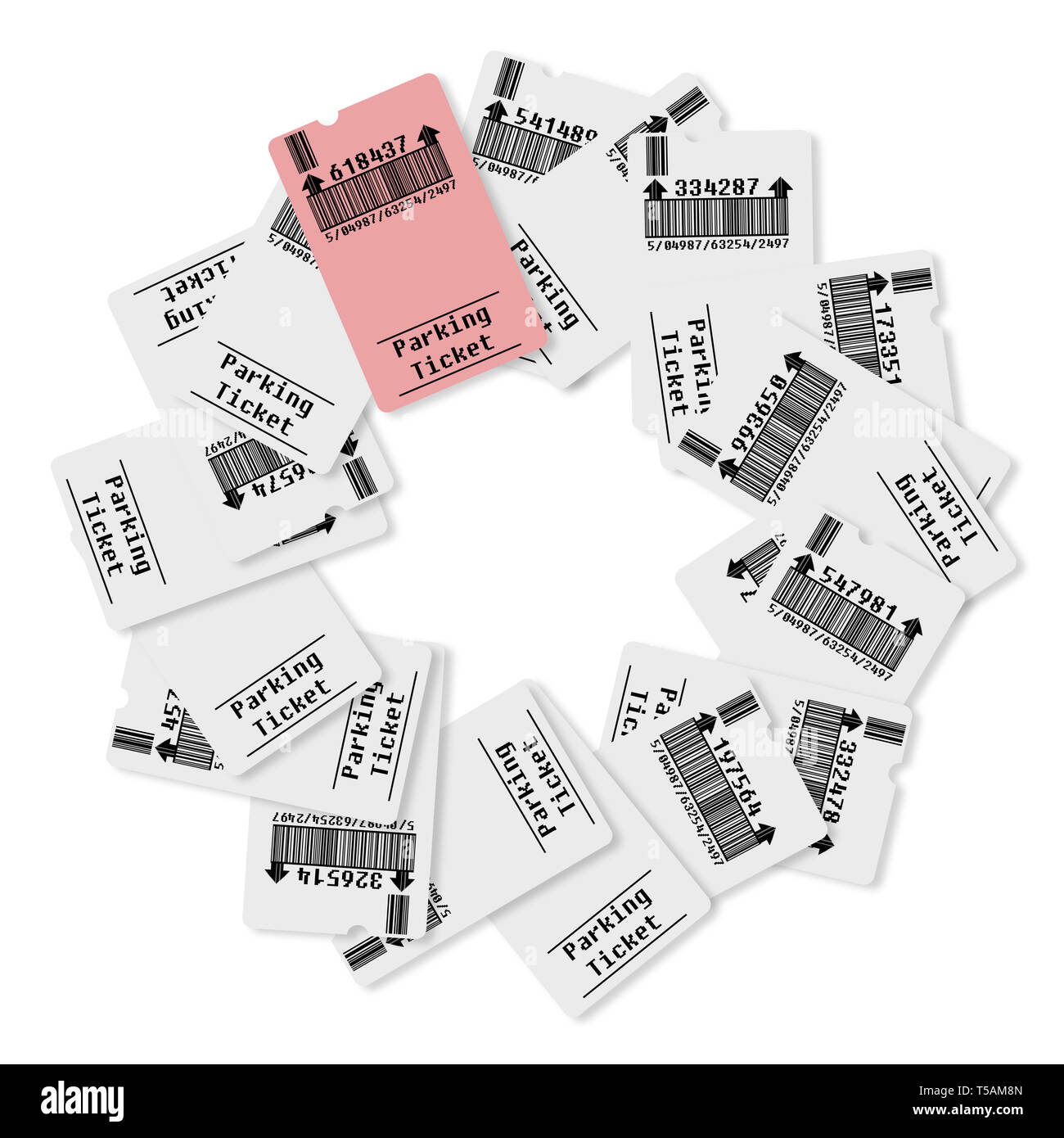 Ticket for parking area concept image - Bar code and code numbers are ...