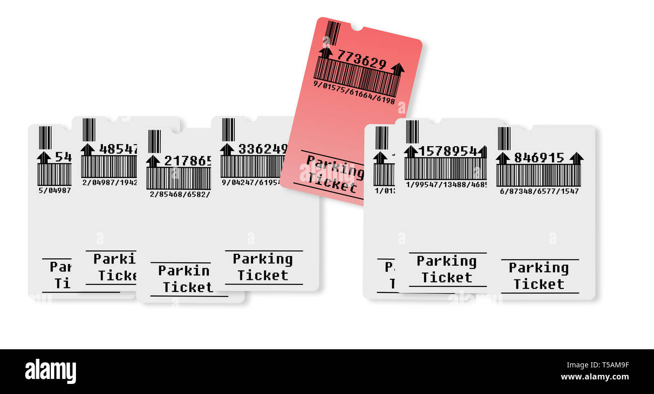 Ticket for parking area concept image - Bar code and code numbers are ...