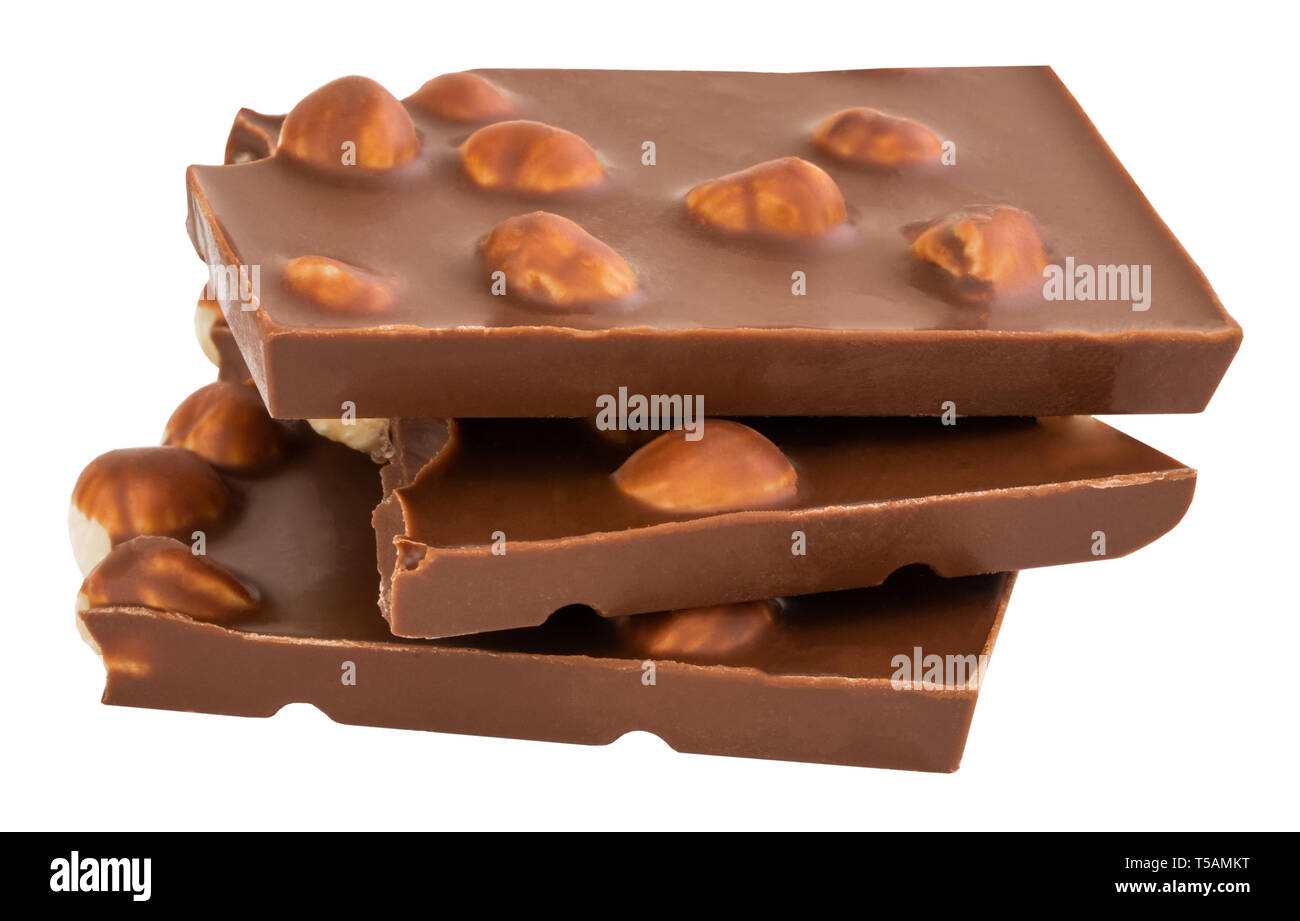chocolate with nuts isolated on white background Stock Photo - Alamy