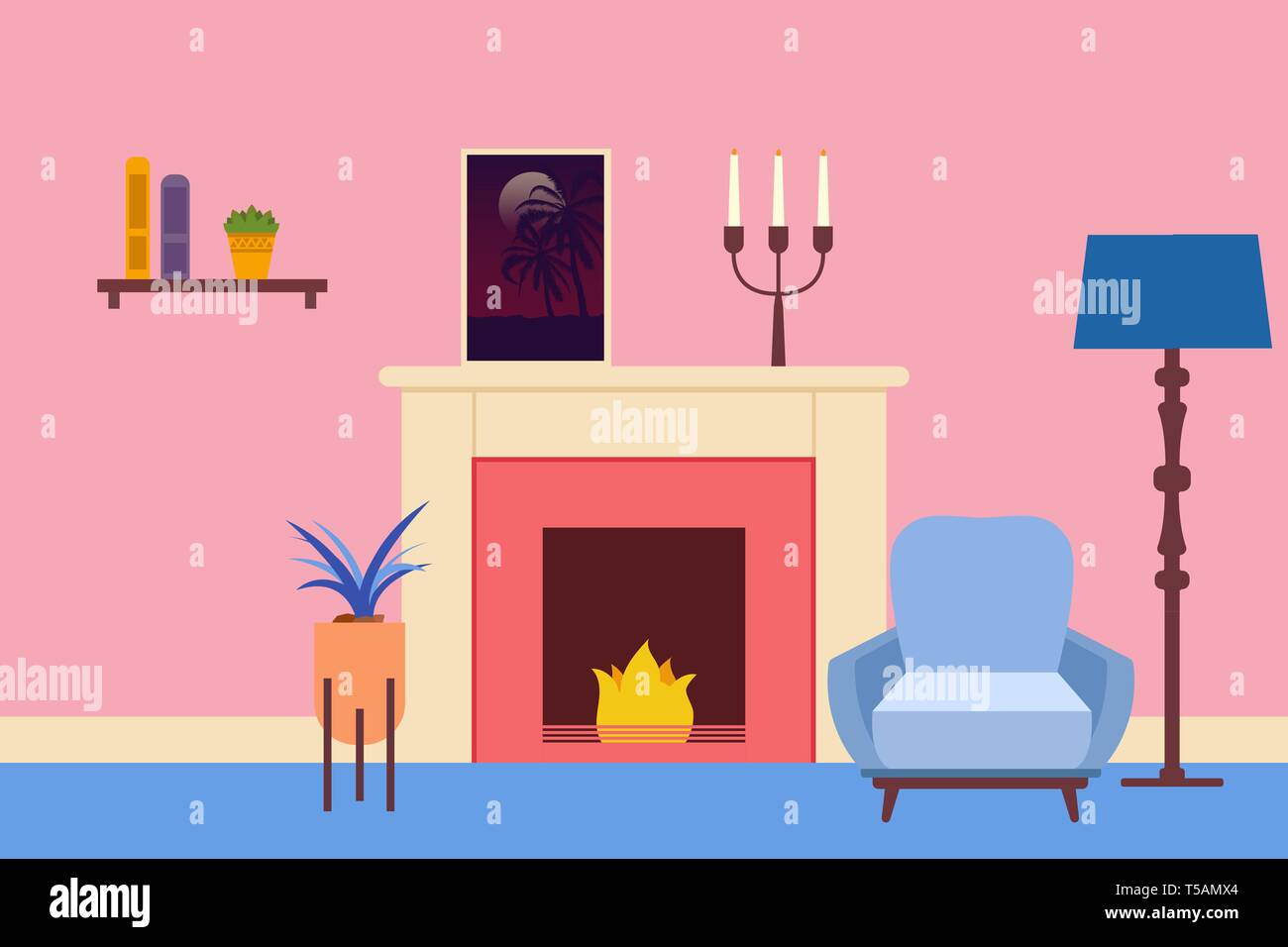 Living room Interior. Flat living room interior. Vector illustration ...