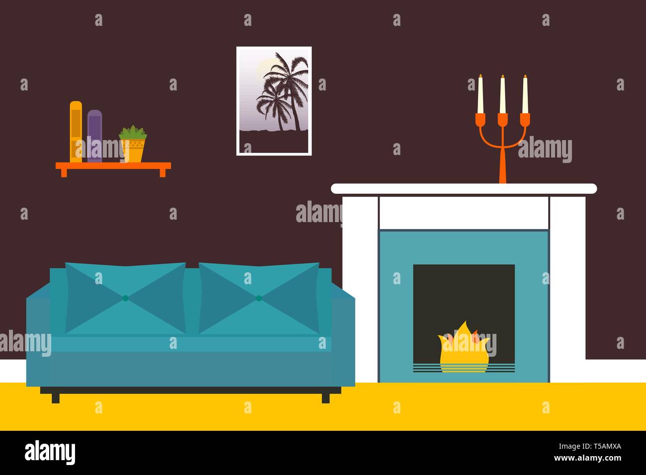 Living room Interior. Flat living room interior. Vector illustration ...