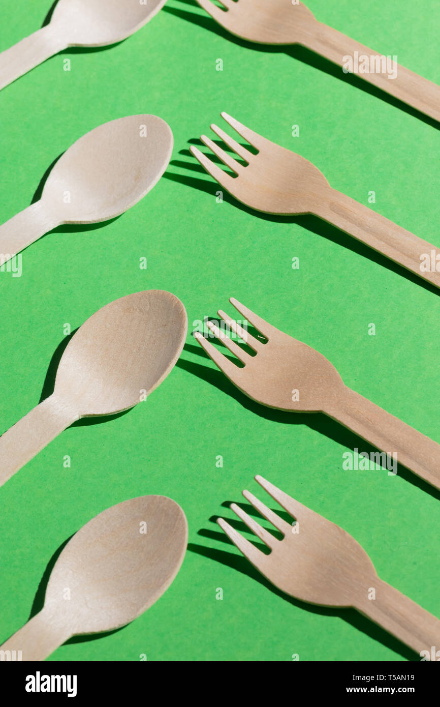 small business concept, wooden products,exhibition of spoons and forks ...