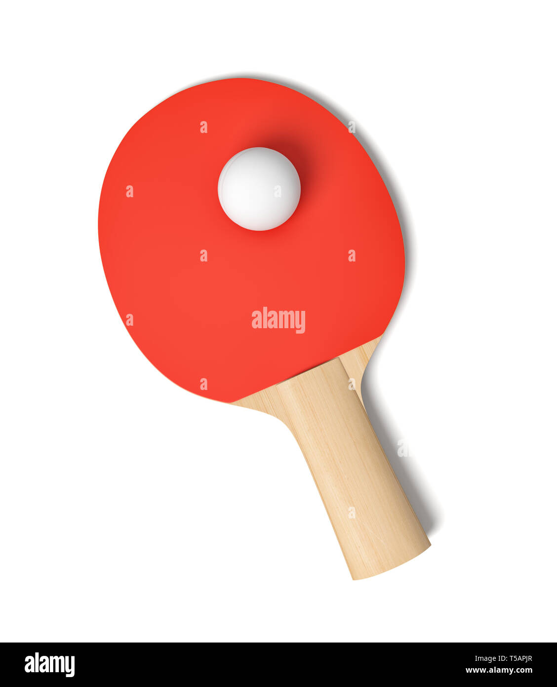 3d rendering of ping pong racket with red rubber and ping pong ball on ...