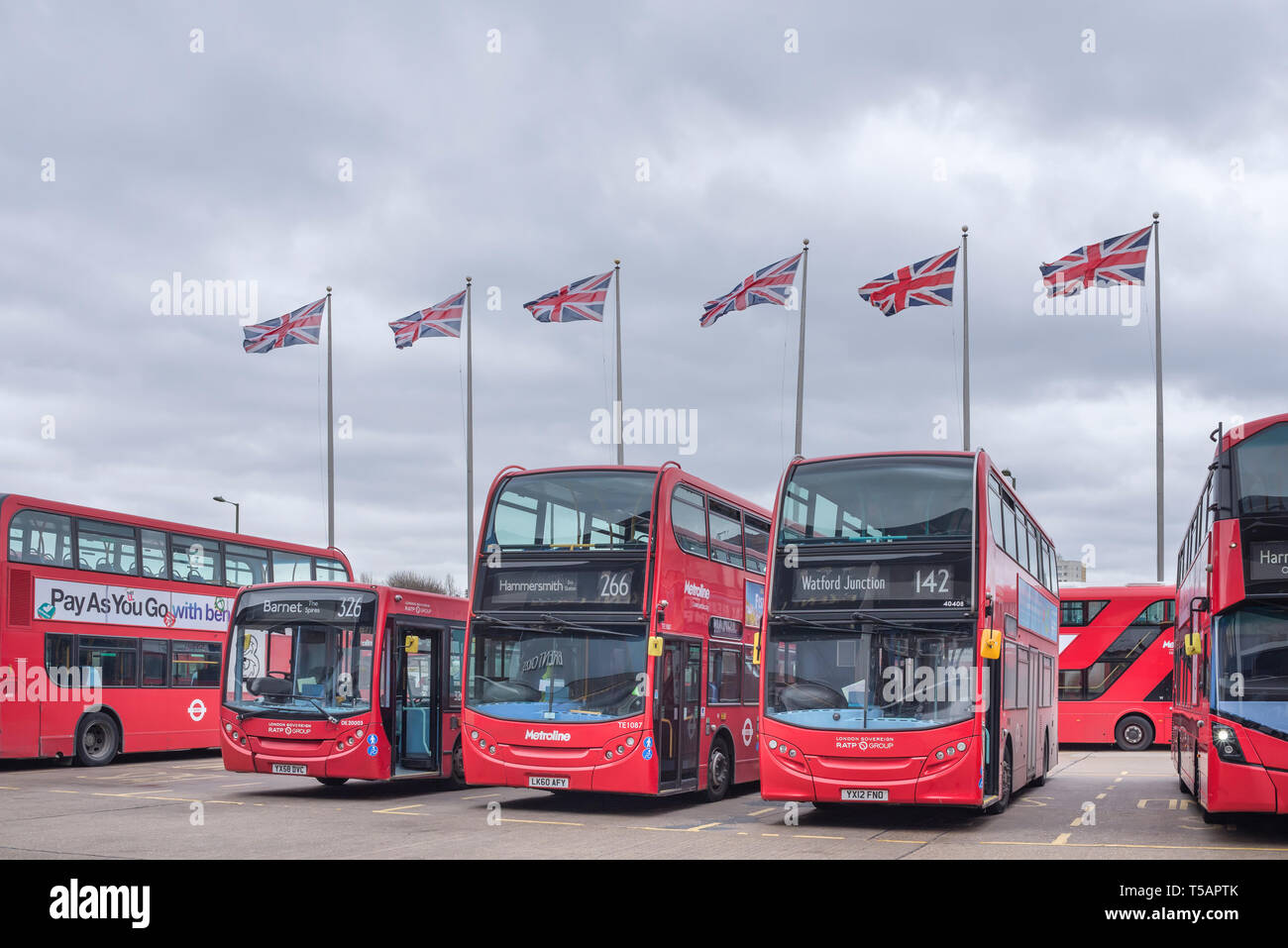 Red buses at Stratford, London, England Stock Photo - Alamy