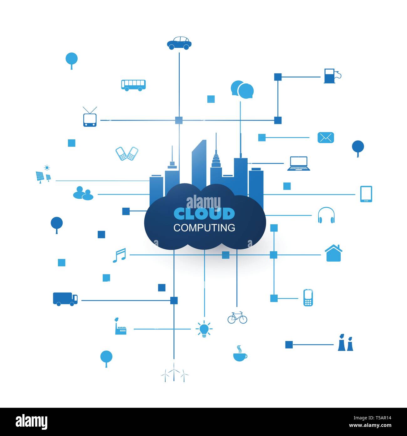Cloud Computing Design Concept with Icons - Digital Network Connections ...