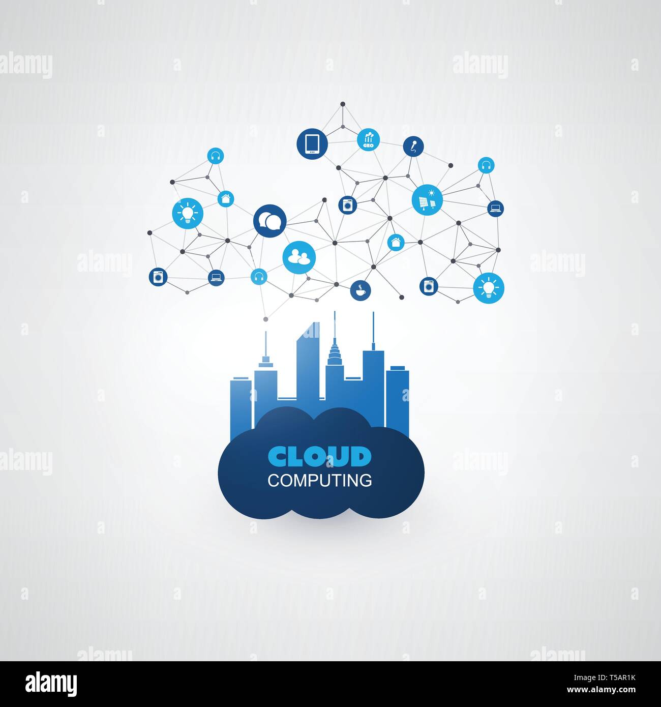 Cloud Computing Design Concept with Icons - Digital Network Connections ...