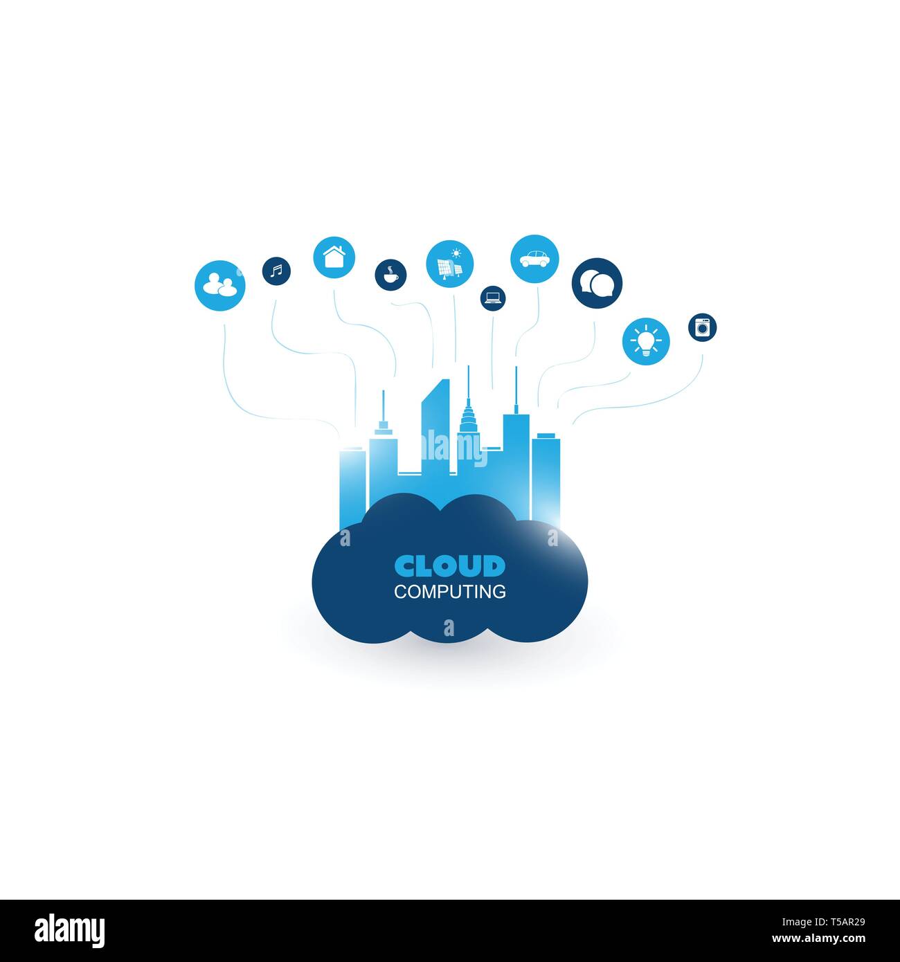 Cloud Computing Design Concept with Icons - Digital Network Connections ...
