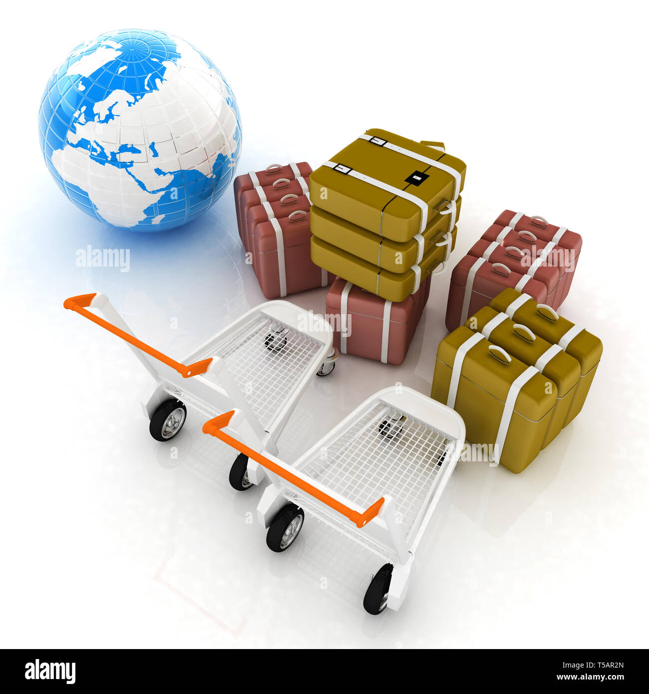 Trolley for luggage at the airport and earth. International tourism ...