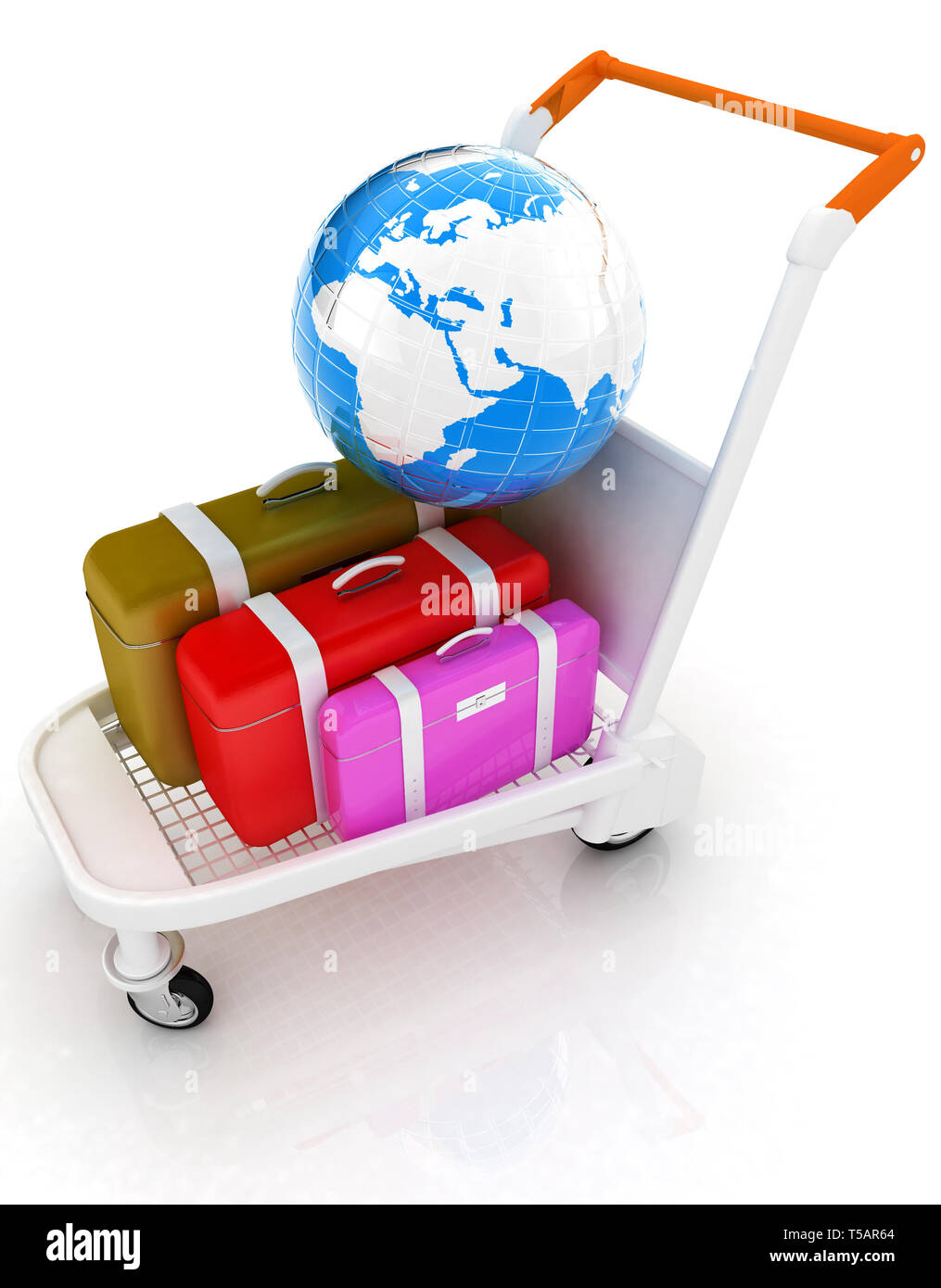 Trolley for luggage at the airport and earth. International tourism ...
