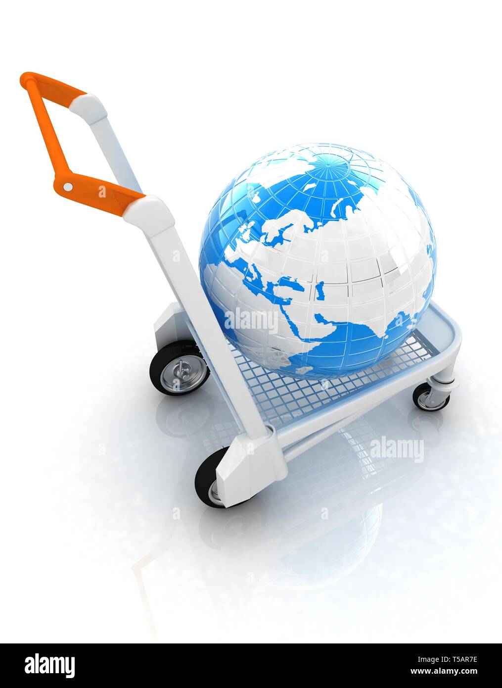 Trolley for luggage at the airport and earth. International tourism ...