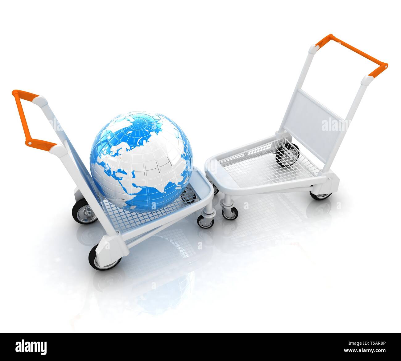 Trolley for luggage at the airport and earth. International tourism ...