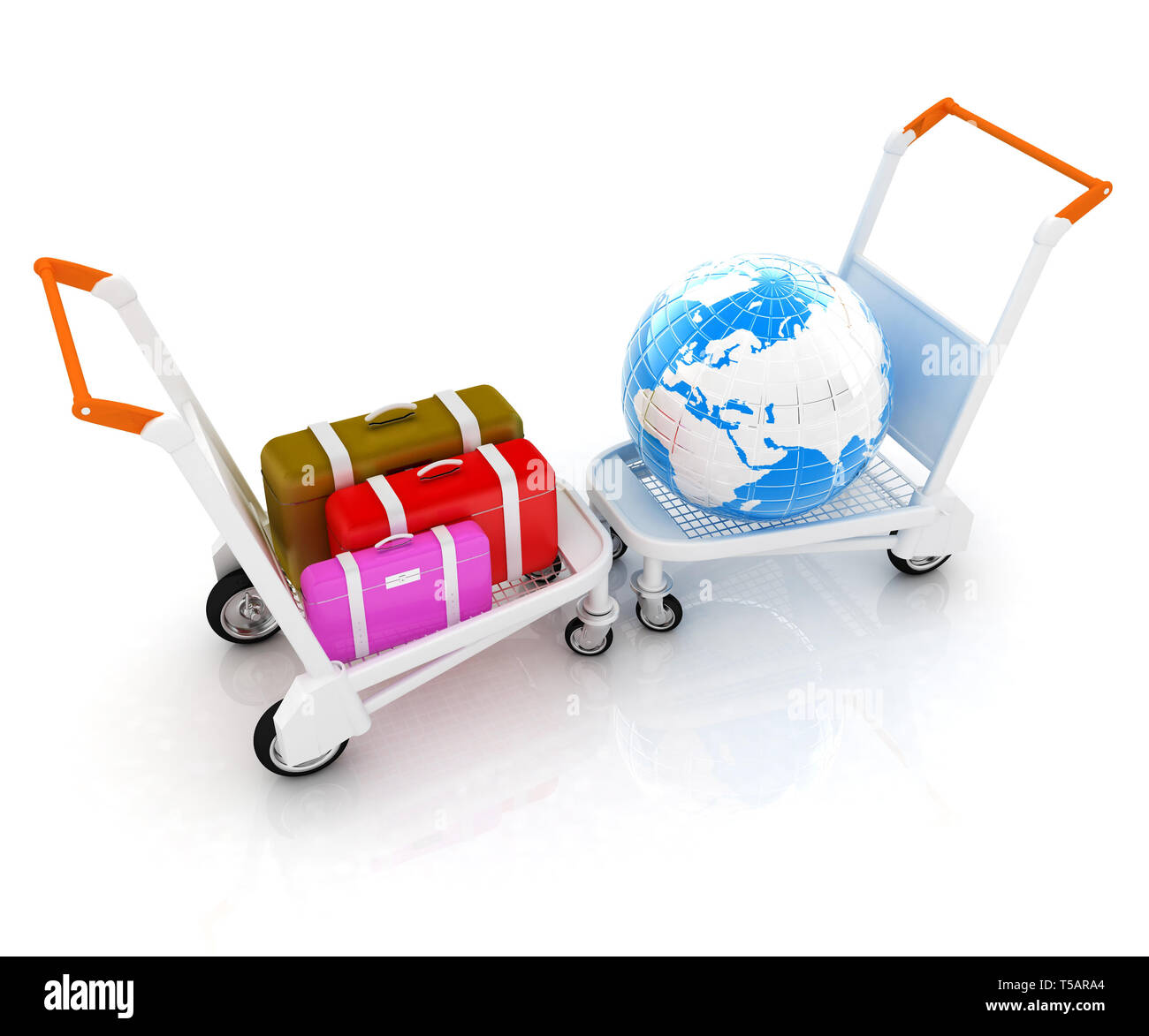 Trolley for luggage at the airport and earth. International tourism ...