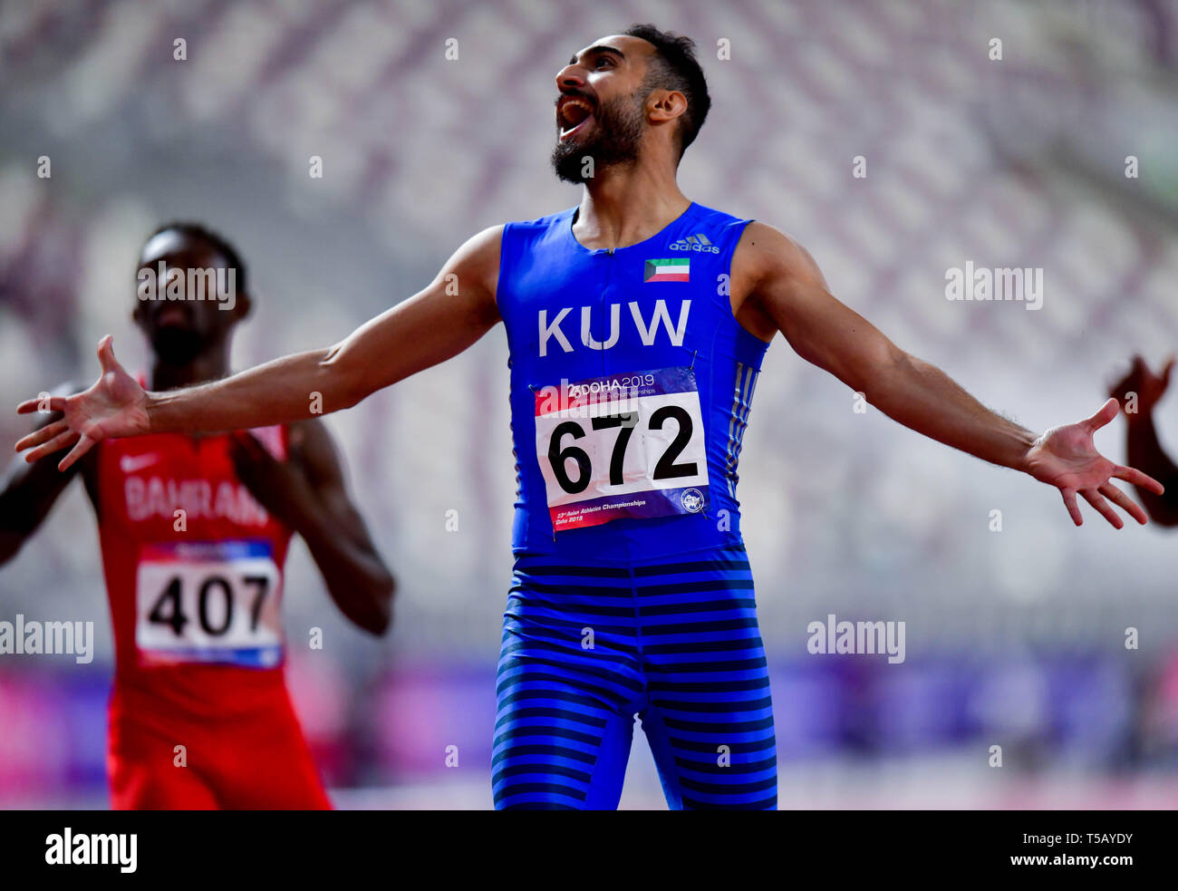 Doha, Qatar. 22nd Apr, 2019. Yousef Karam of Kuwait celebrates after ...