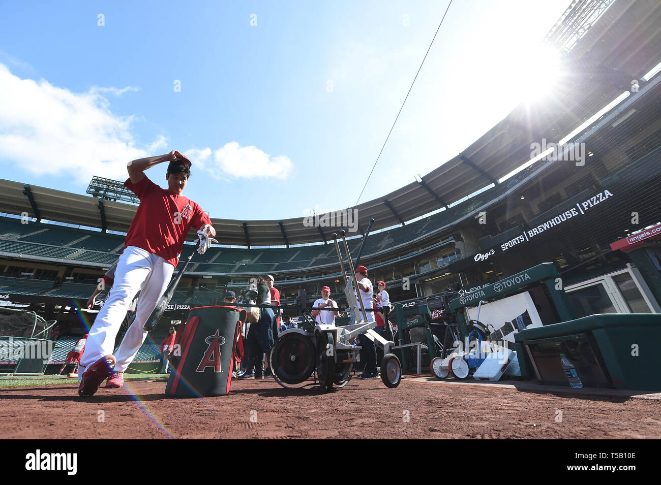 Los Angeles Angels' Shohei Ohtani walks off the field after taking ...