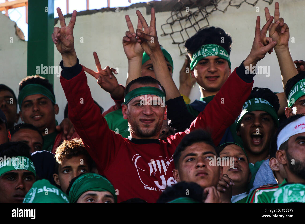 April 22, 2019 - The Rafah Club football team wins against the Al ...
