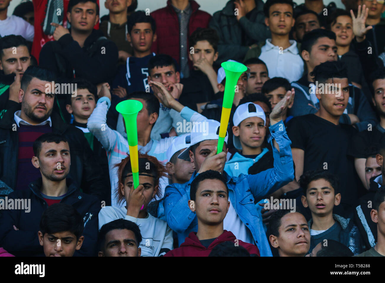 April 22, 2019 - The Rafah Club football team wins against the Al ...