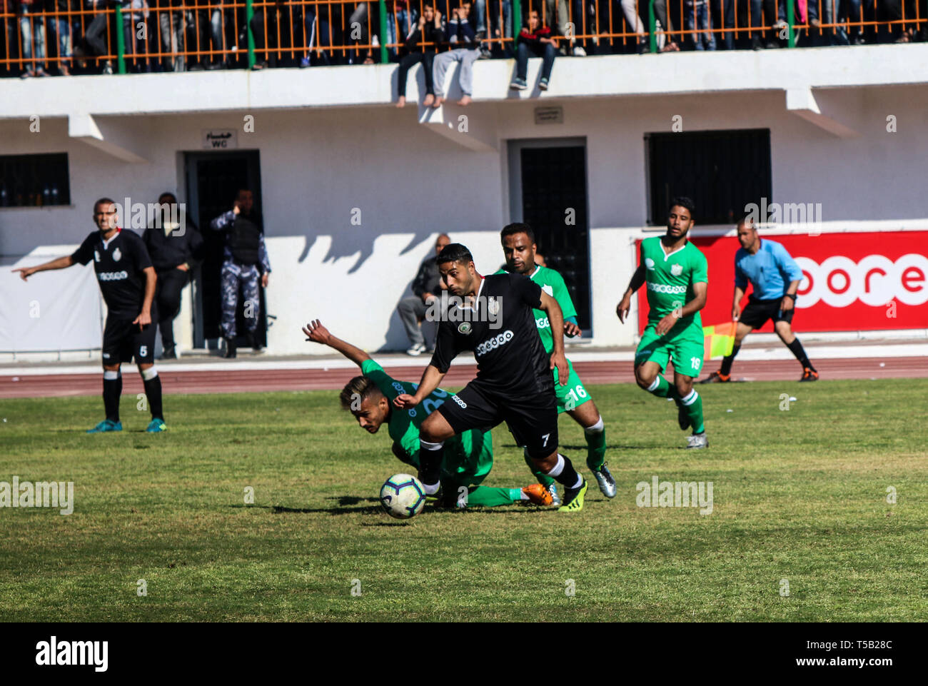 April 22, 2019 - The Rafah Club football team wins against the Al ...