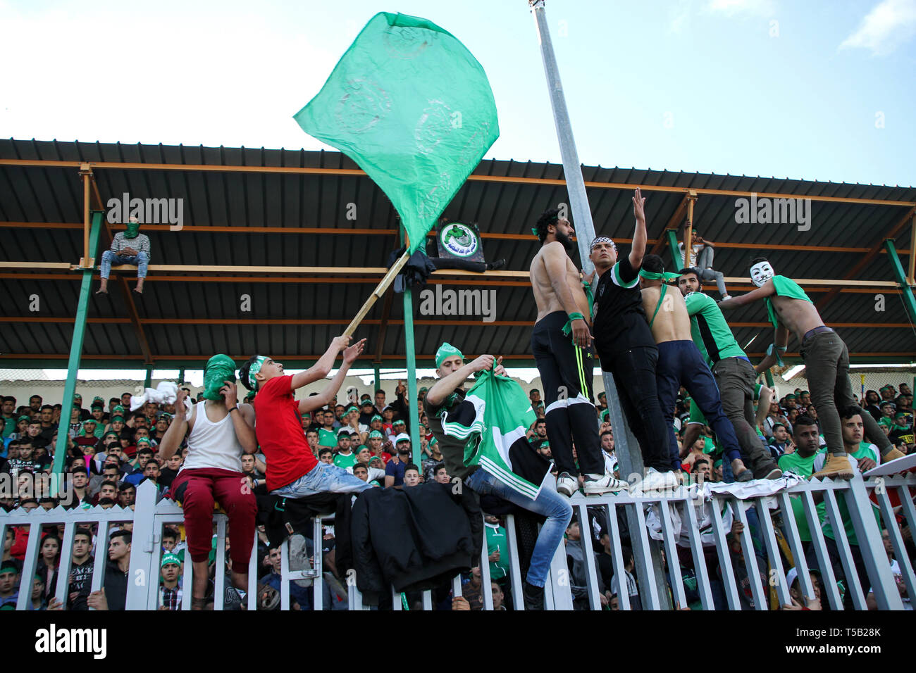 April 22, 2019 - The Rafah Club football team wins against the Al ...