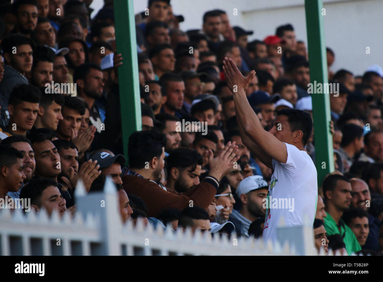April 22, 2019 - The Rafah Club football team wins against the Al ...