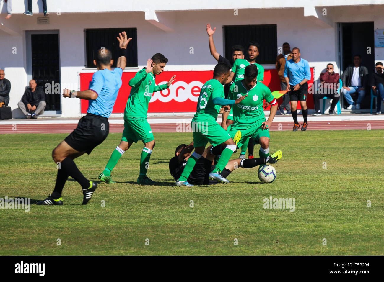 April 22, 2019 - The Rafah Club football team wins against the Al ...