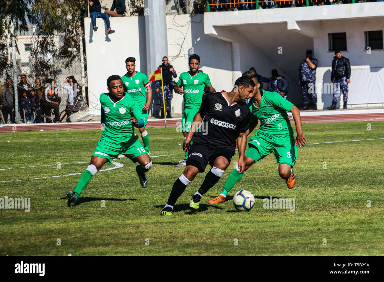 April 22, 2019 - The Rafah Club football team wins against the Al ...