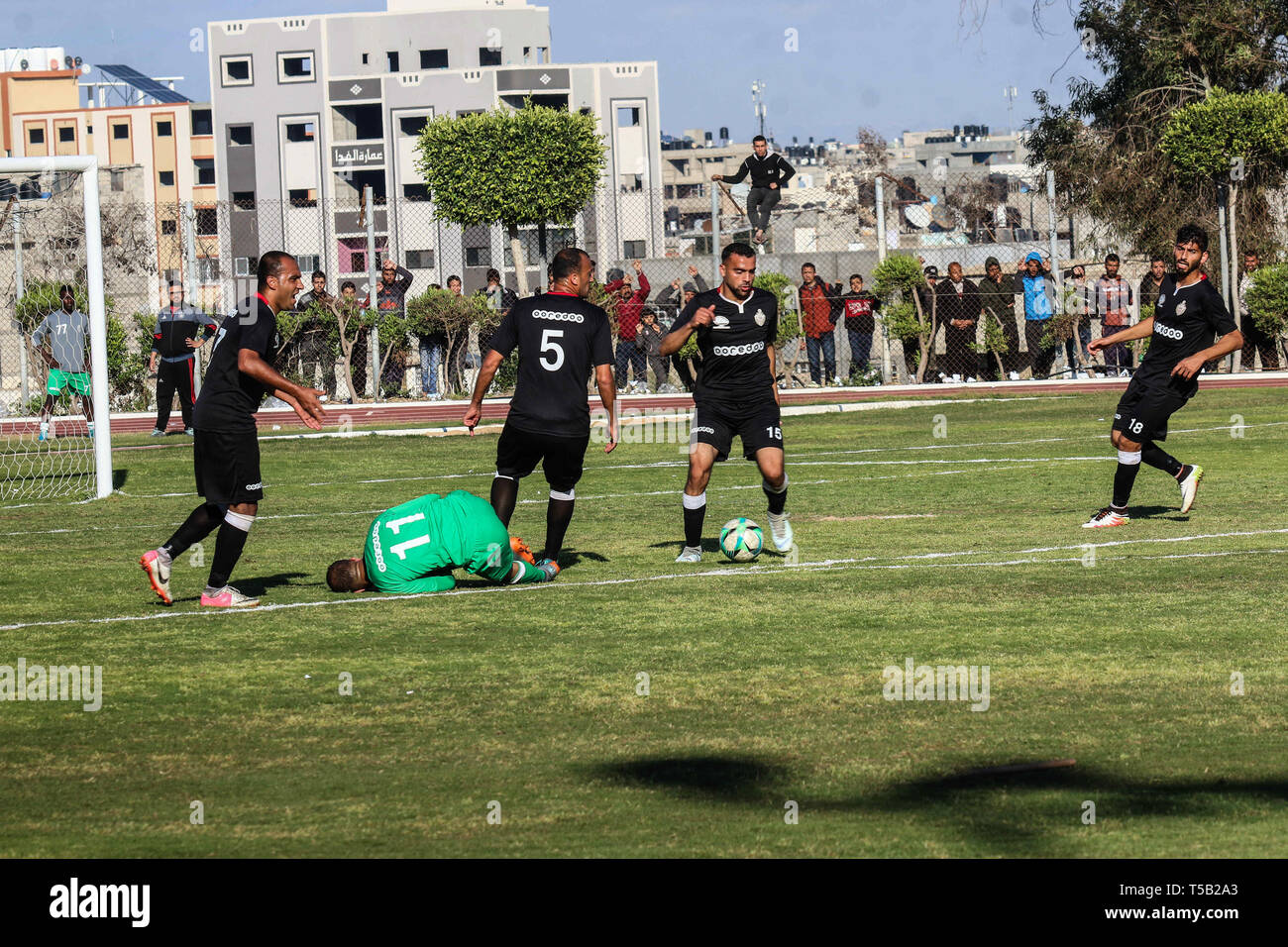 April 22, 2019 - The Rafah Club football team wins against the Al ...