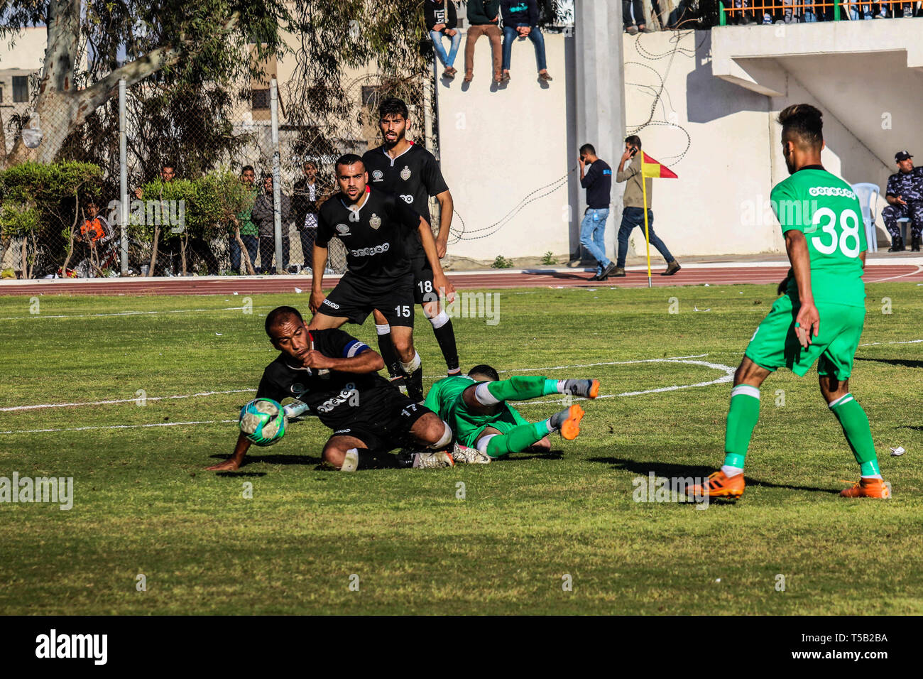 April 22, 2019 - The Rafah Club football team wins against the Al ...