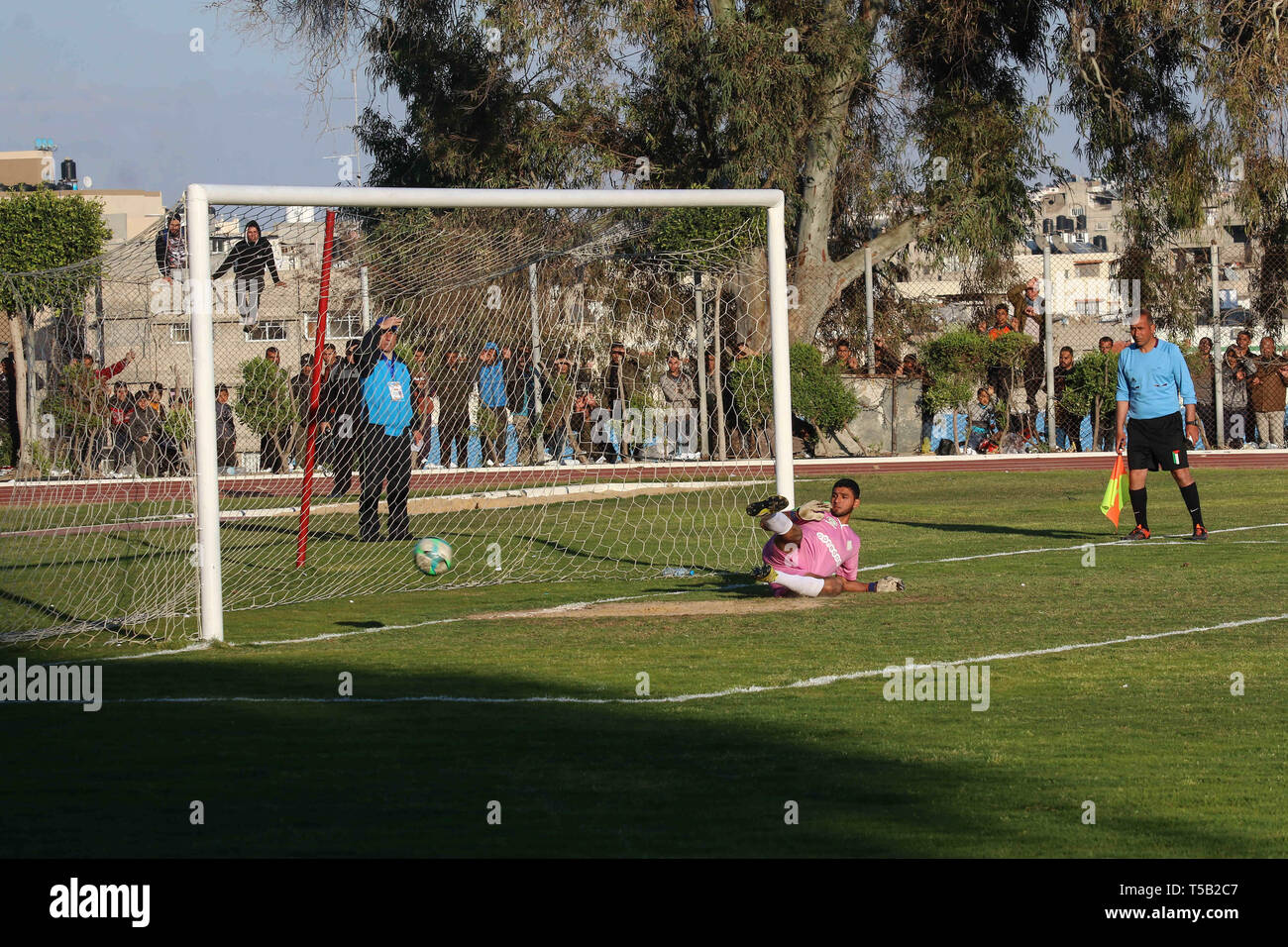 April 22, 2019 - The Rafah Club football team wins against the Al ...