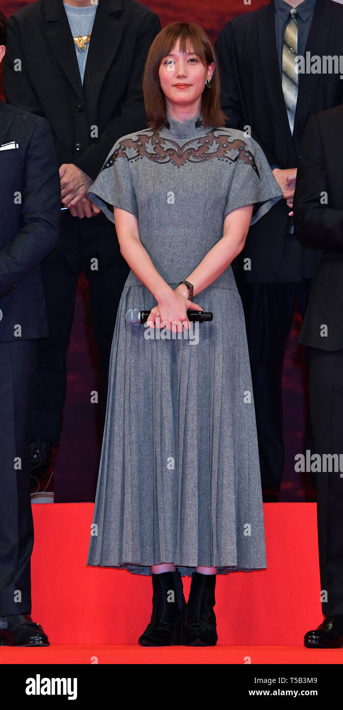 Tsubasa Honda attends a premiere for "Aircraft Carrier Ibuki" at the ...