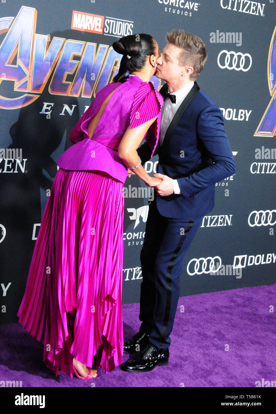 Los Angeles, California, USA 22nd April 2019 Actress Zoe Saldana and ...