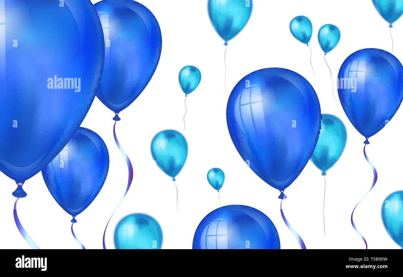 Glossy blue color Flying helium Balloons backdrop with blur effect ...