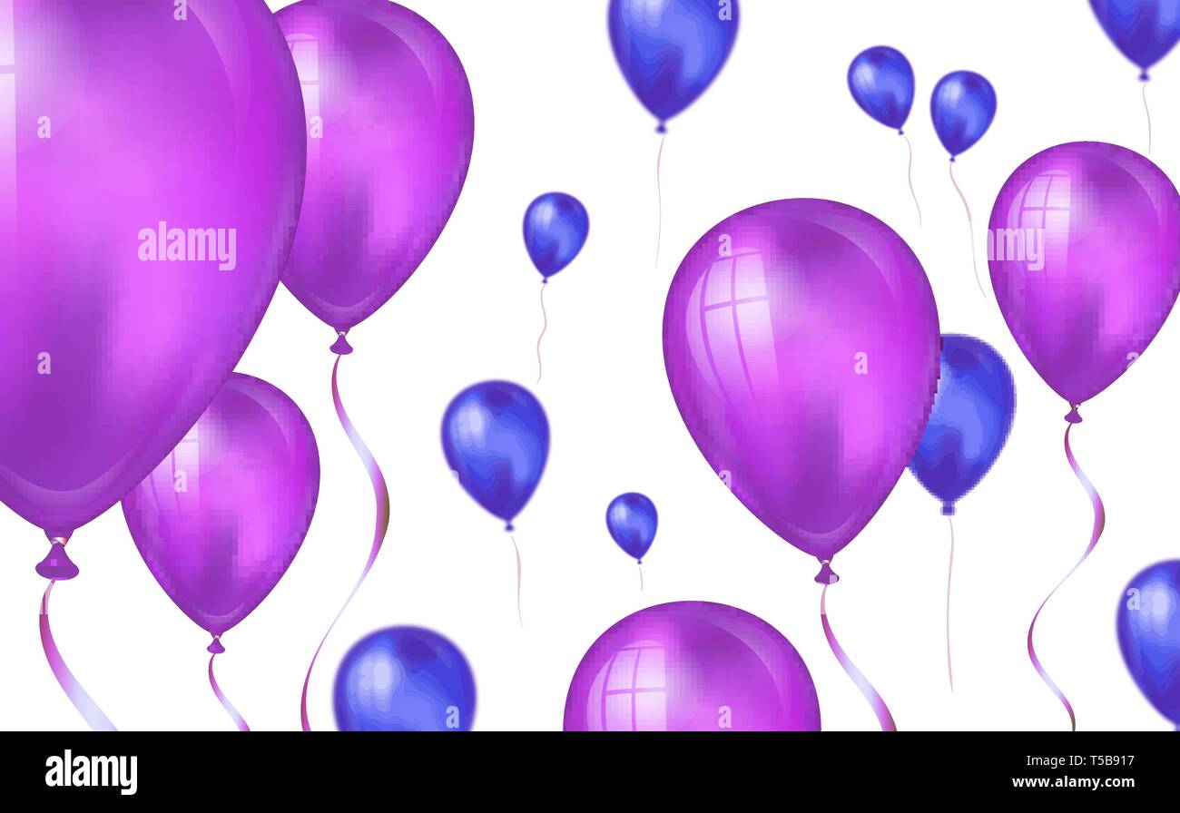 Glossy purple color Flying helium Balloons backdrop with blur effect ...