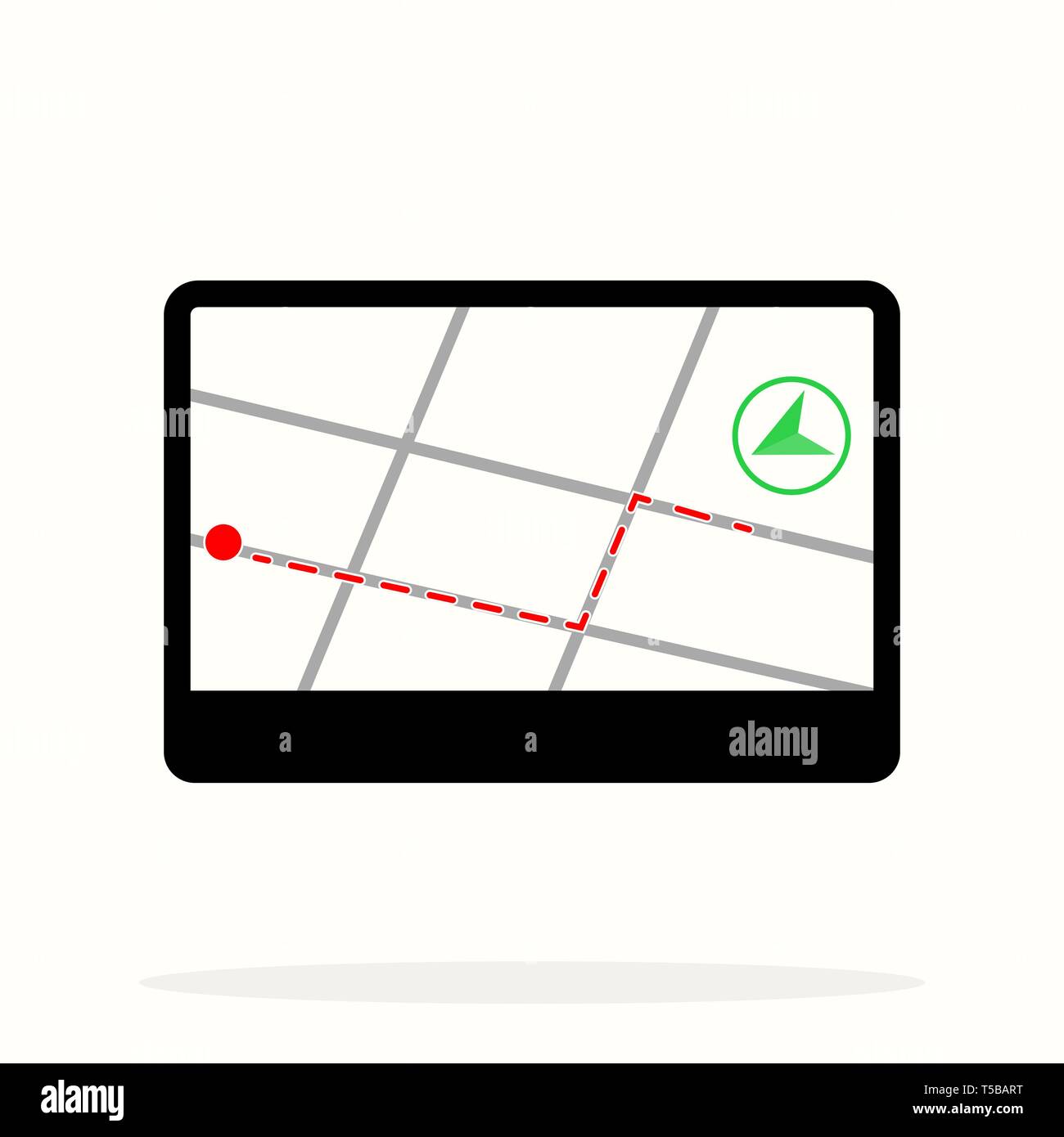 Gps navigation background. Road map isolated on white with red pointer ...