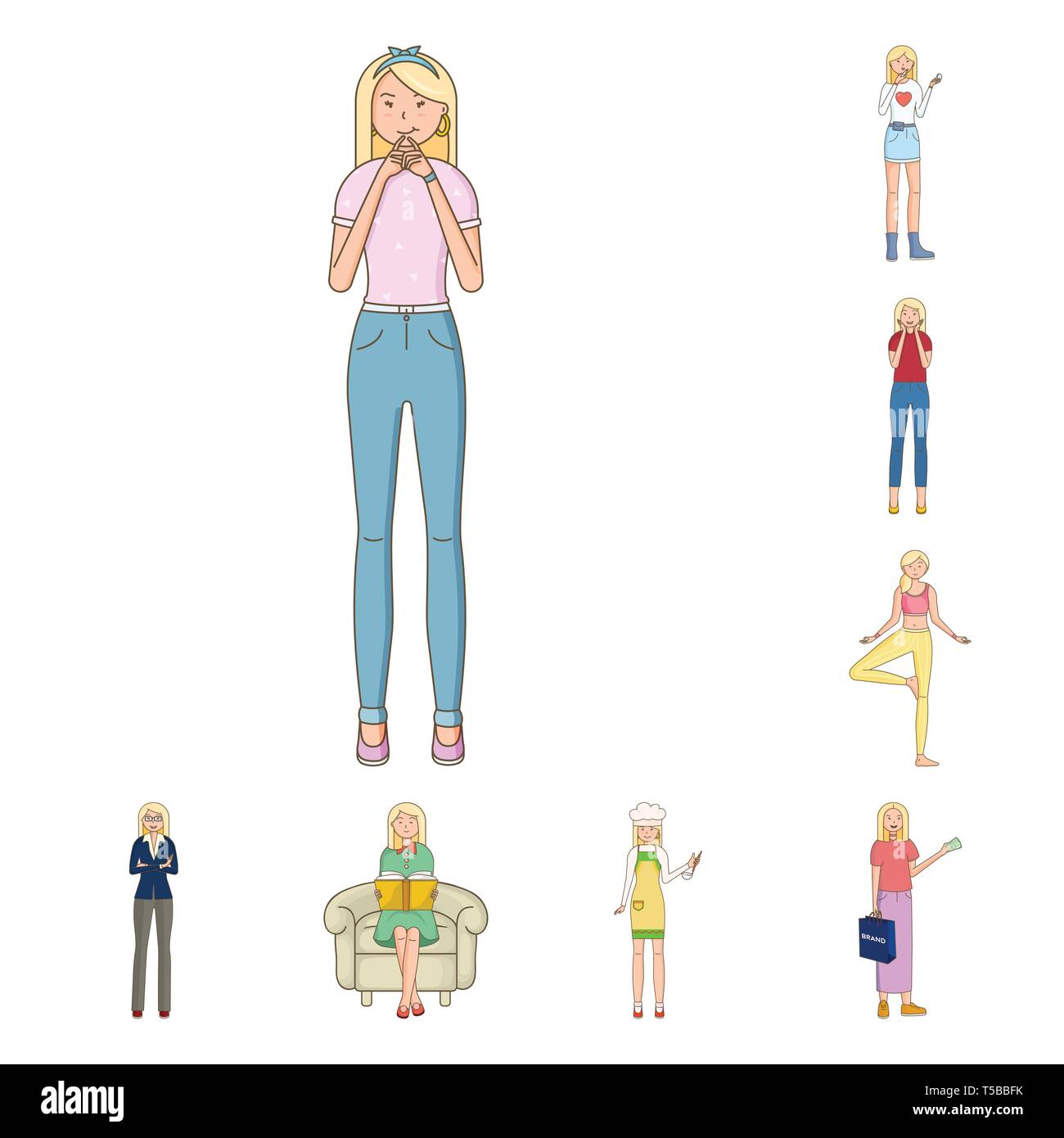 Vector design of woman and body sign. Set of woman and style stock ...