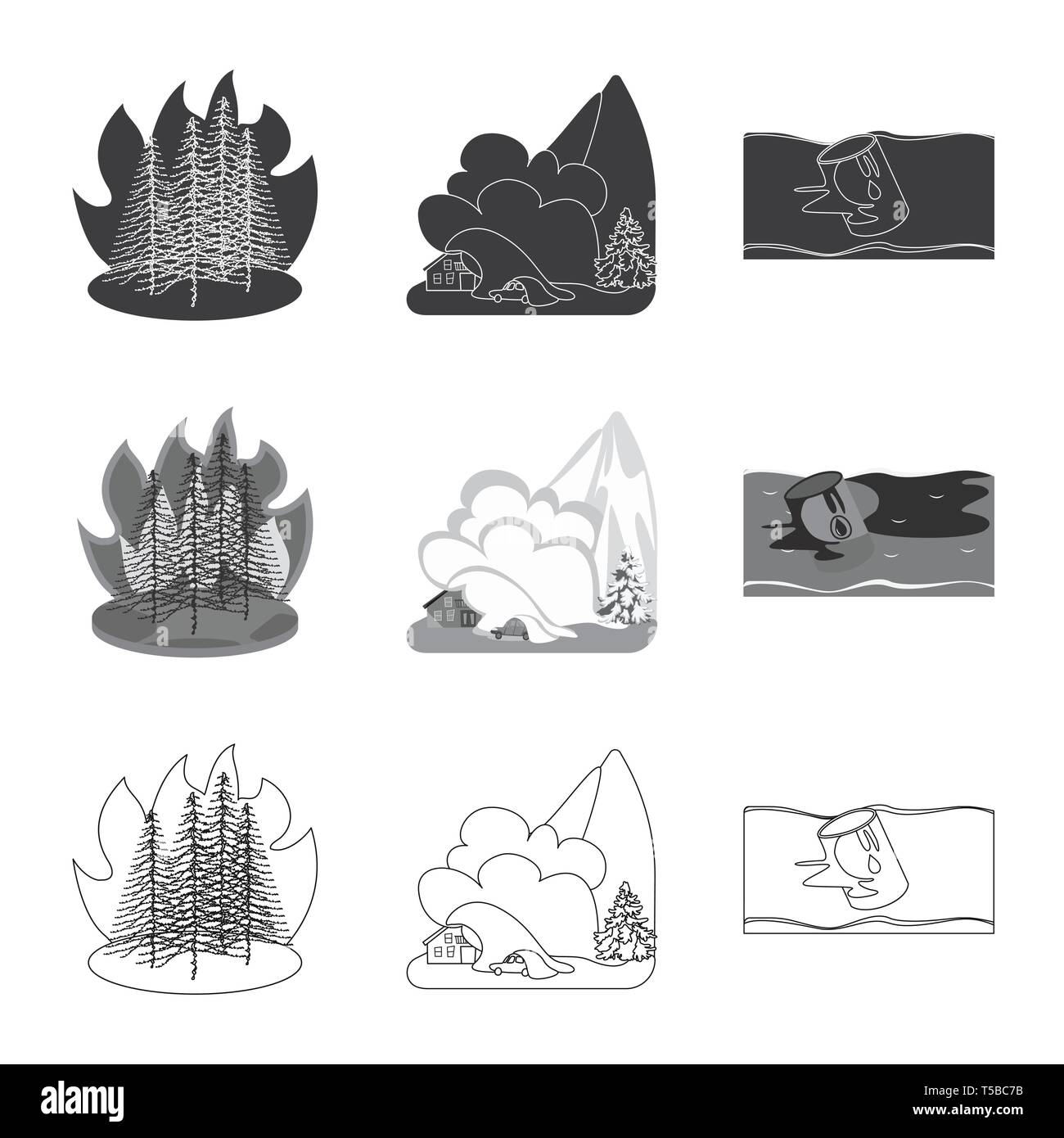 Vector design of weather and distress symbol. Set of weather and crash ...