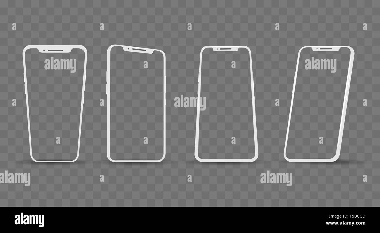White phone angles frames. Silver smartphone perspective illustrations ...