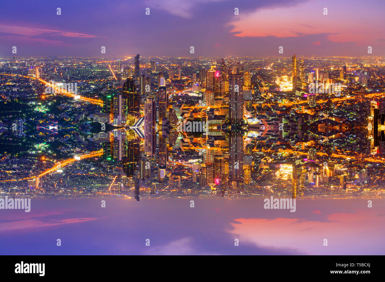 High view of the city with invert side process style Stock Photo - Alamy