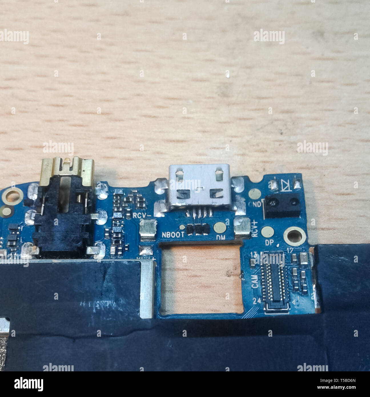 Mini USB connector soldered on the board Stock Photo - Alamy