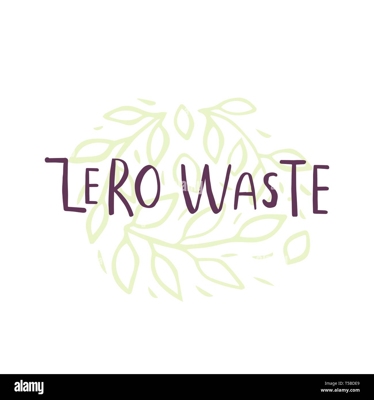 Hand drawn Zero waste logo or sign. Eco badge, tag for shopping, no ...