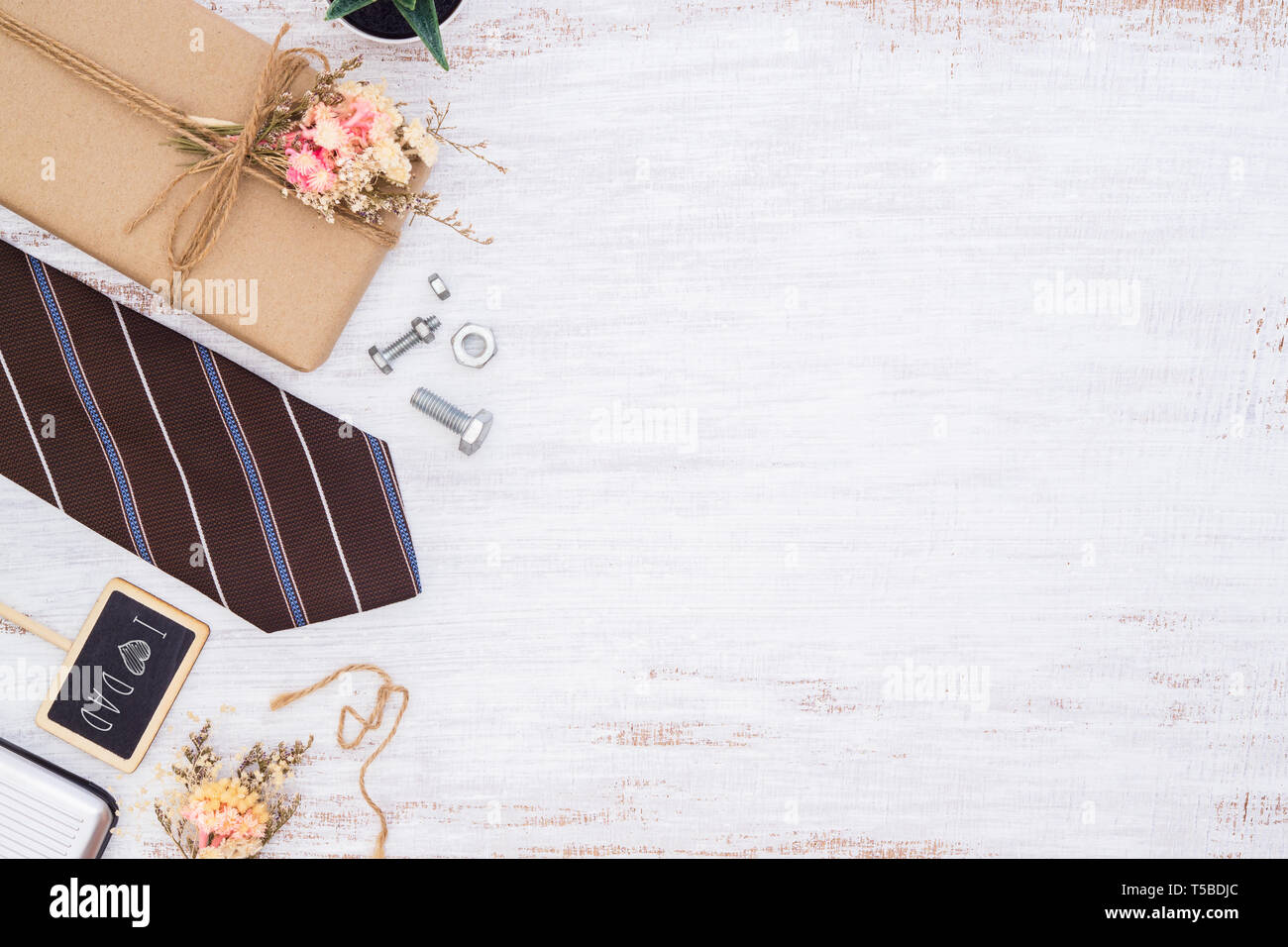 Father's day background concept. Beautiful small handmade DIY gift box ...
