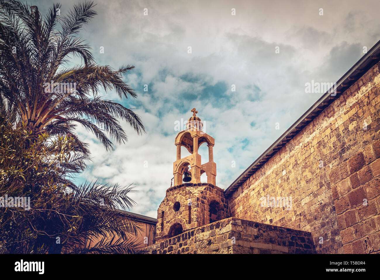 Ancient monastery, view on a great old orthodox church over sky ...