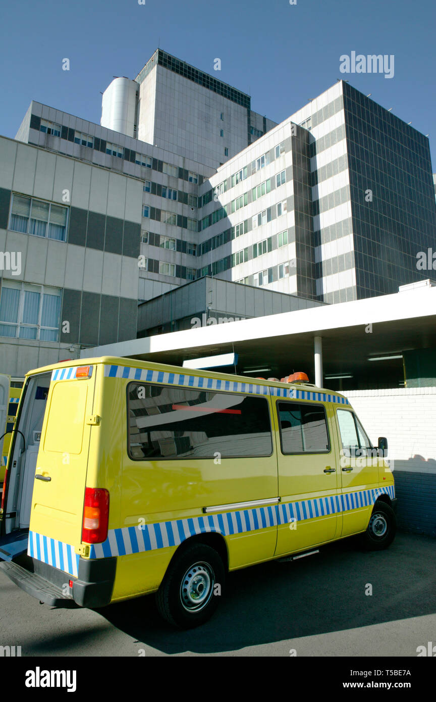 Ambulance vehicles on an hospital parking. Emergency transport ...